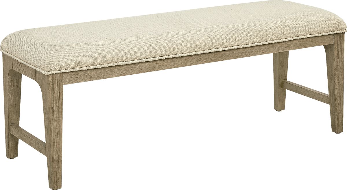 Halverson Honey Light Wood Cream Beige Upholstered Bench | Rooms to Go