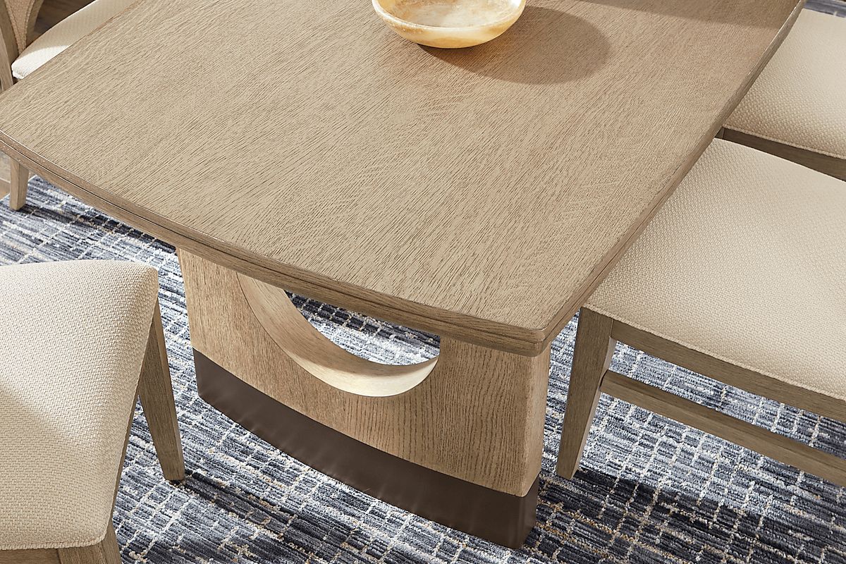 Halverson 5 Pc Honey Light Wood Dining Room Set With Trestle Dining ...