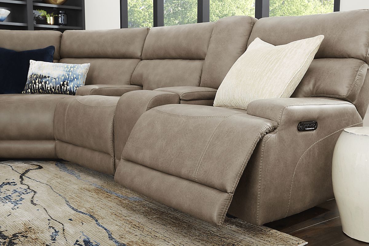 Hamilton Mushroom Brown Microfiber 3 Pc Dual Power Reclining Sectional ...