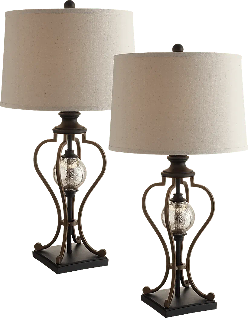 Hamilton Trace 2 Pc Bronze Brown,Yellow Set Of Lamps | Rooms to Go