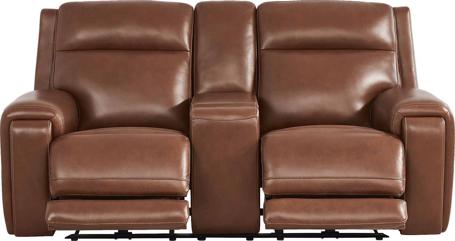 Hammond Park 2 Pc Brown Leather Triple Power Reclining Living Room Set ...