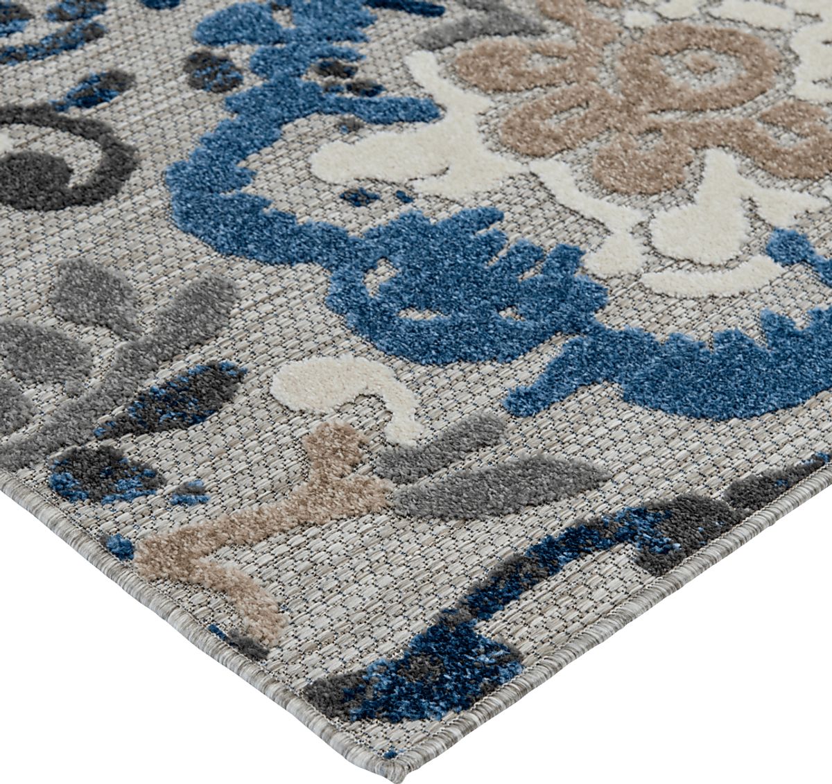 Hanaa Blue,Gray Outdoor Rugs | Rooms to Go