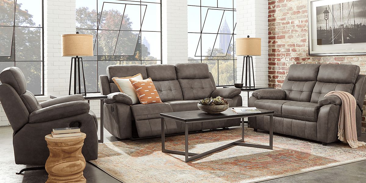 Hanton Heights Slate 5 Pc Living Room with Reclining Sofa - Rooms To Go
