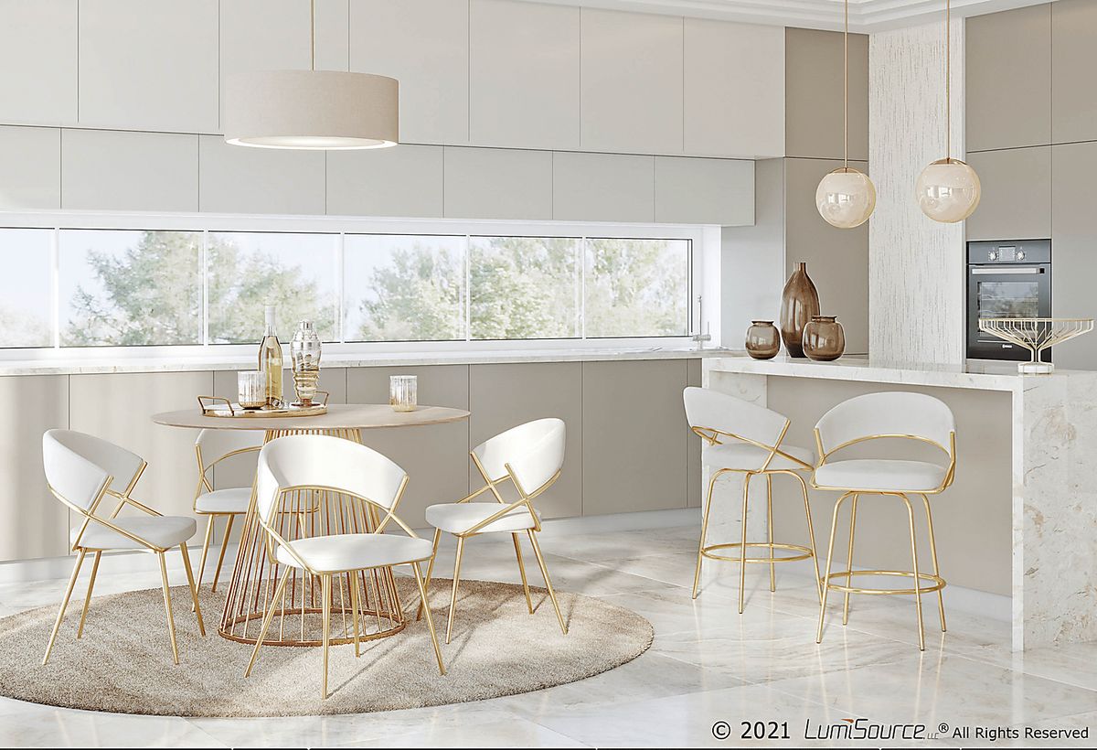 Harborson Gold Colors,Metal Cream Beige Velvet Plush Counter Height ...