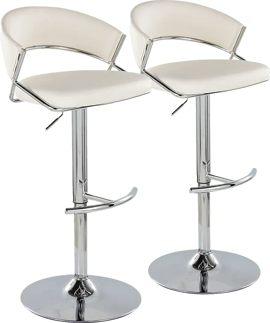 Harborson V Chrome Metal White Polyurethane Fabric Barstool, Set Of 2 ...