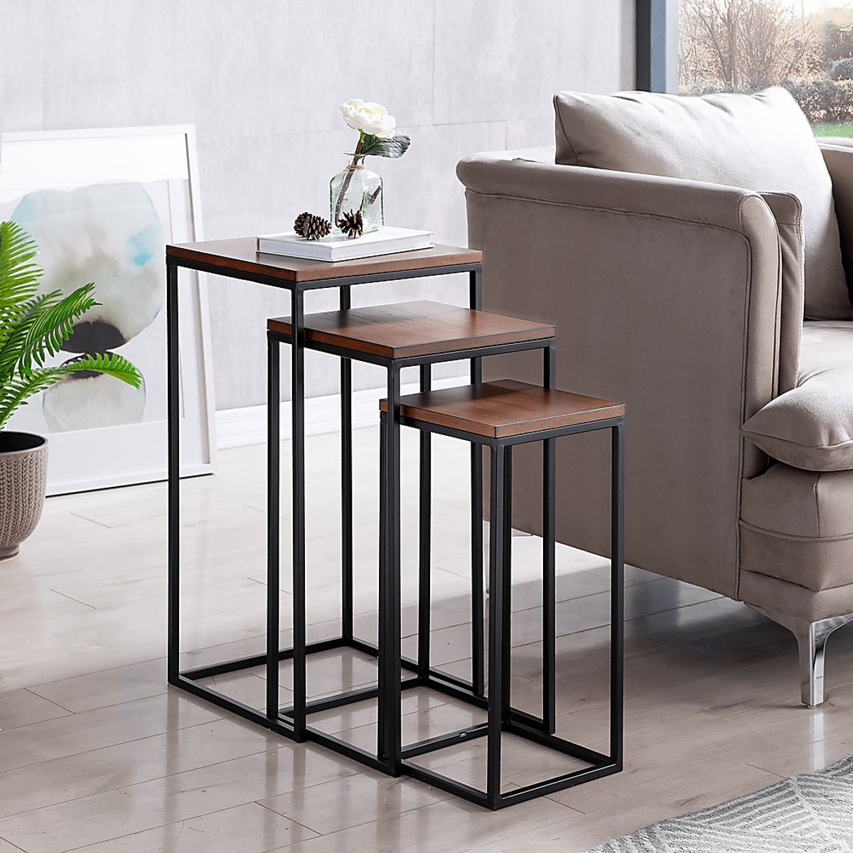 Hardouin Espresso Dark Wood Nesting Tables, Set Of 3 | Rooms to Go