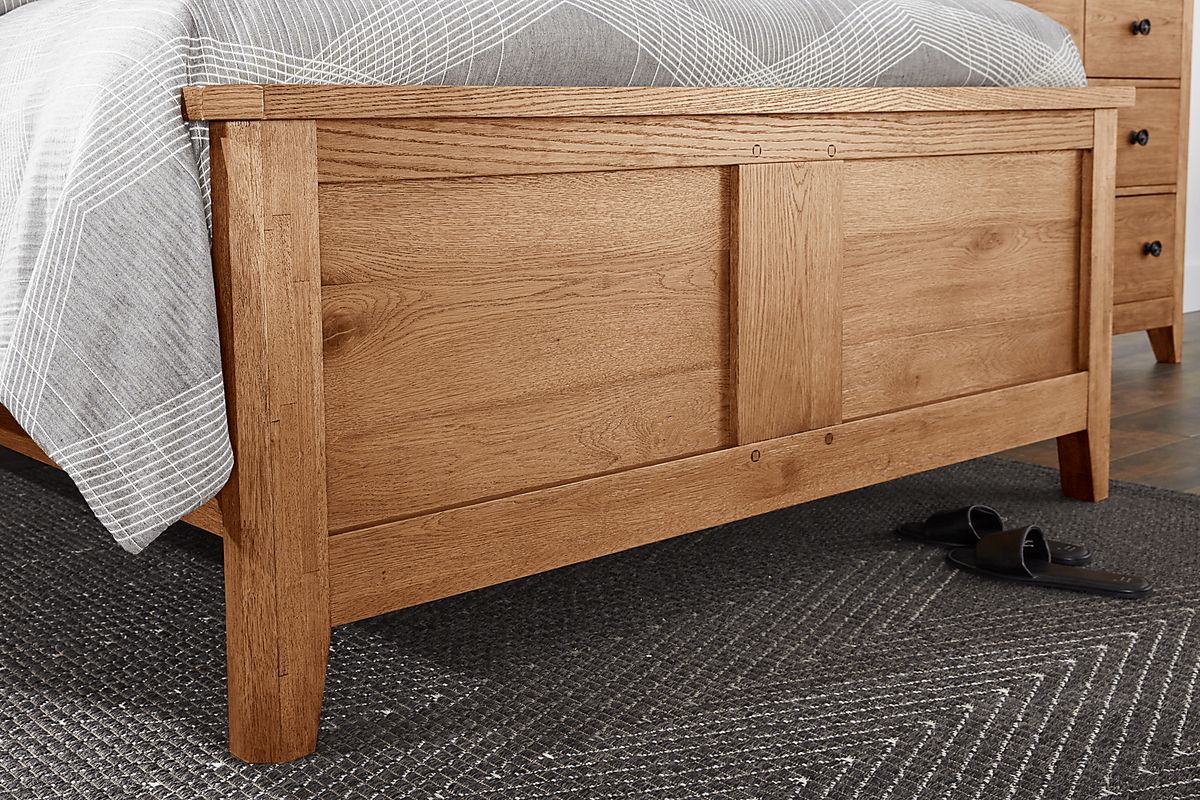 Hargrove 5 Pc Light Oak Wood King Bedroom Set With 3 Pc King Panel Bed ...