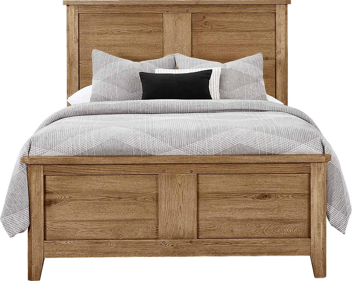 Hargrove 7 Pc Light Oak Wood Queen Bedroom Set With 3 Pc Queen Panel ...