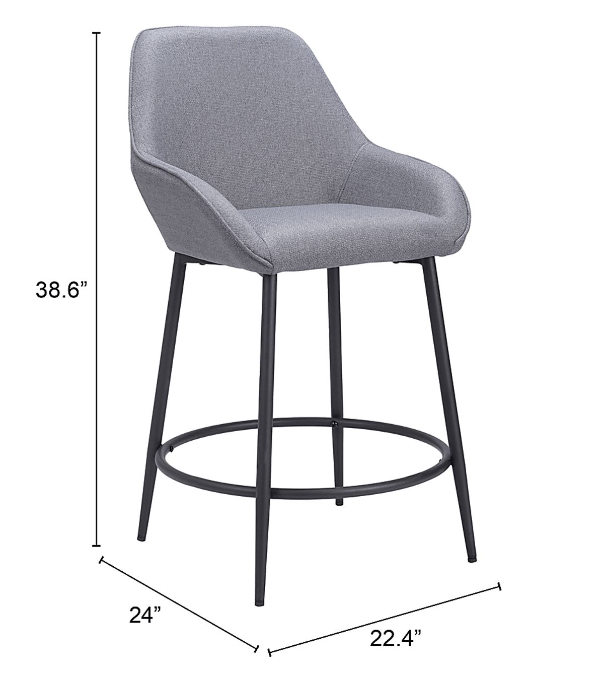 Harlan Black Black,Colors Gray Counter Height Stool, Set Of 2 | Rooms to Go
