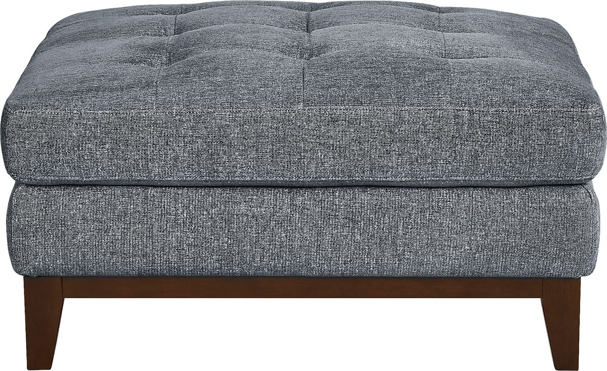 Harmon Indigo Blue Jacquard Fabric Cocktail Ottoman | Rooms to Go