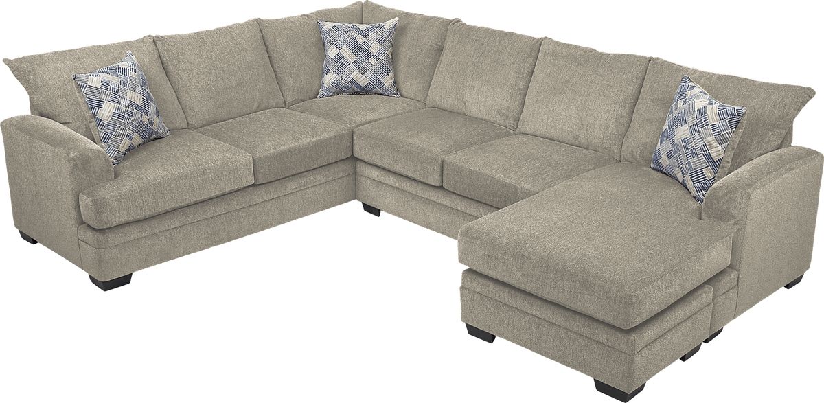 Harold Square 4 Pc Platinum Beige Chenille Fabric Living Room Set With ...