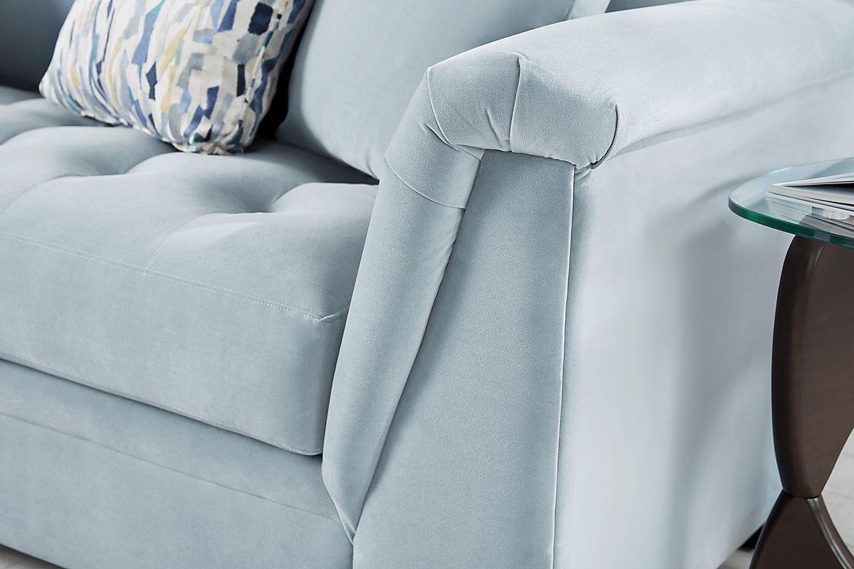 Cindy Crawford Harper Blue Velvet Plush 2 Pc Left Arm Chaise Sectional | Rooms to Go