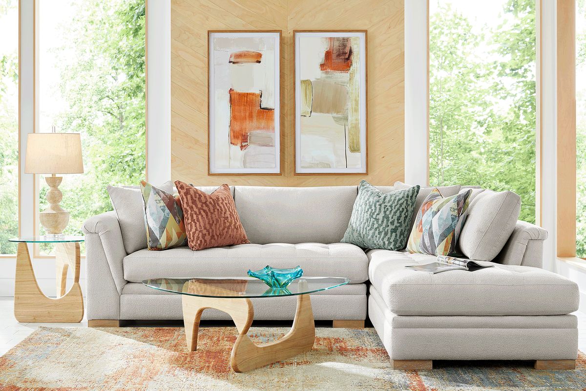 Cindy Crawford Harper Gray Velvet Plush 2 Pc Right Arm Chaise Sectional ...