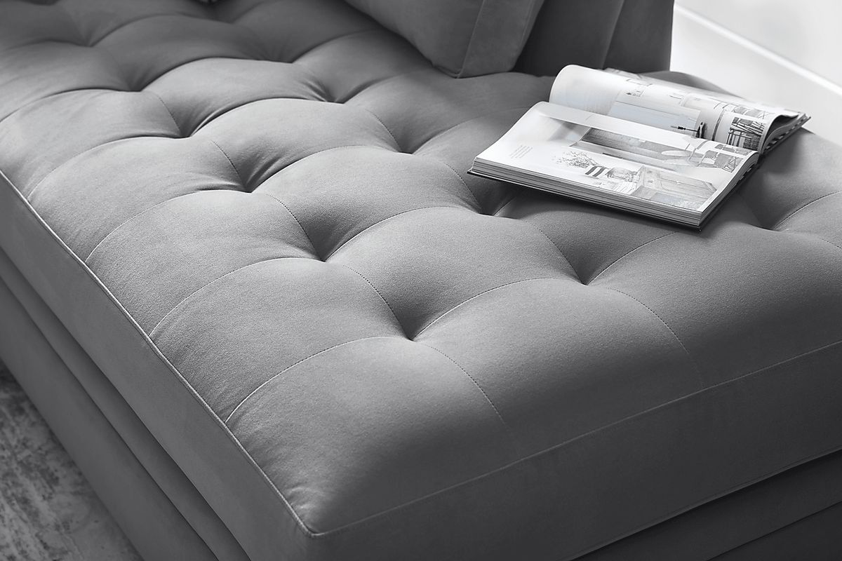 Cindy Crawford Harper Steel Gray Velvet Plush 2 Pc Right Arm Chaise ...