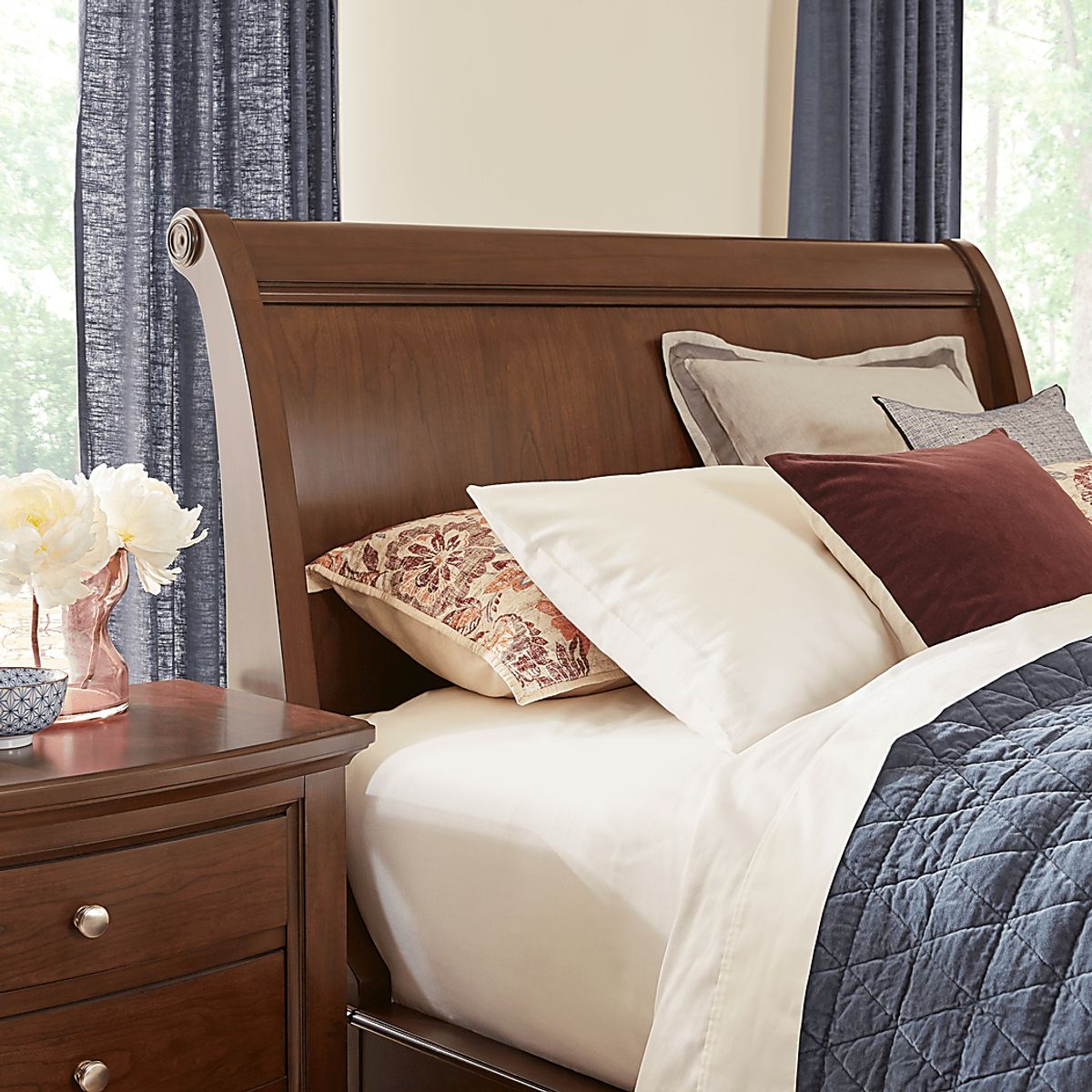 Harrington Place 6 Pc Cherry Dark Wood Queen Bedroom Set With Dresser ...