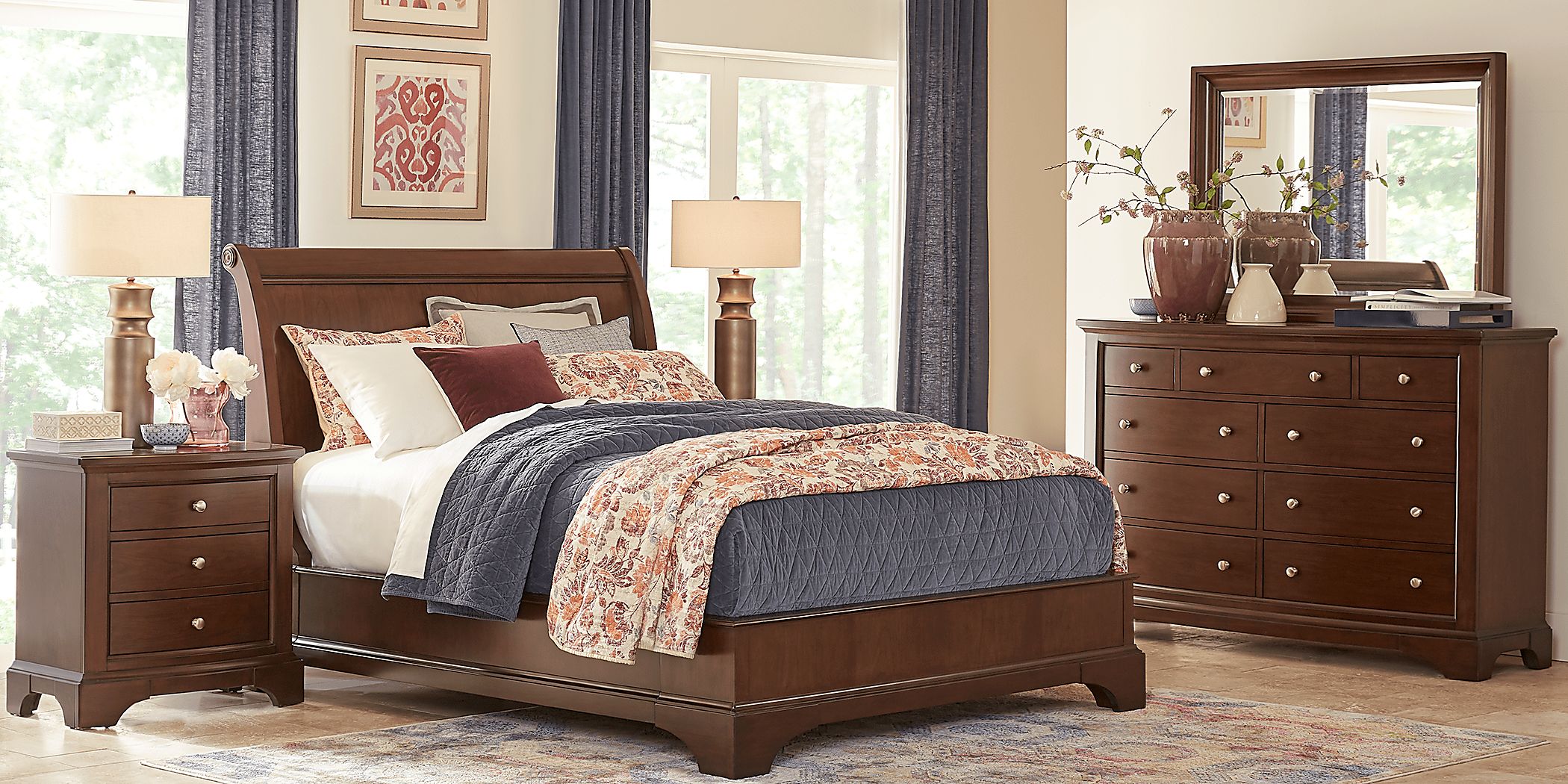 Harrington Place Cherry 5 Pc Queen Bedroom - Rooms To Go