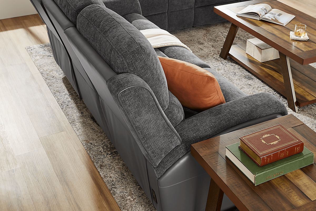 Harrison 5 Pc Charcoal Black,Gray Woven Dual Power Reclining Living ...