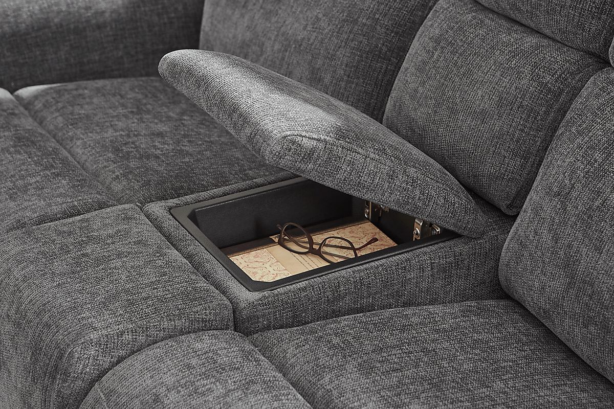 Harrison 5 Pc Charcoal Black,Gray Woven Non-Power Reclining Living Room ...