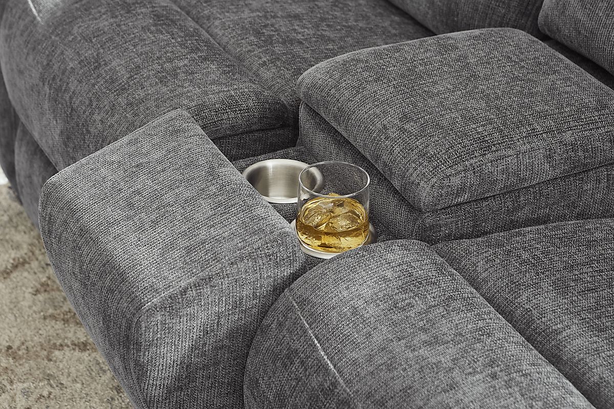Harrison 5 Pc Charcoal Black,Gray Woven Non-Power Reclining Living Room ...