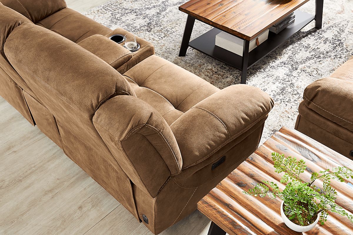 Hartford 2 Pc Brown Microfiber Power Reclining Living Room Set With ...