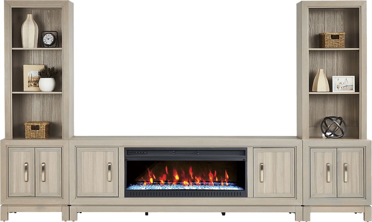 Hartney MILL 6 Pc Gray 80 in. Wall Unit With Electric Fireplace | Rooms ...