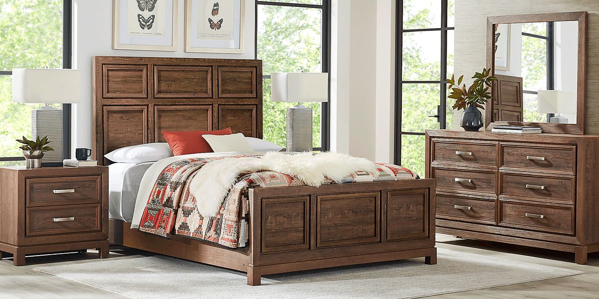 Hartney MILL 5 Pc Brown Dark Wood King Bedroom Set - Rooms To Go