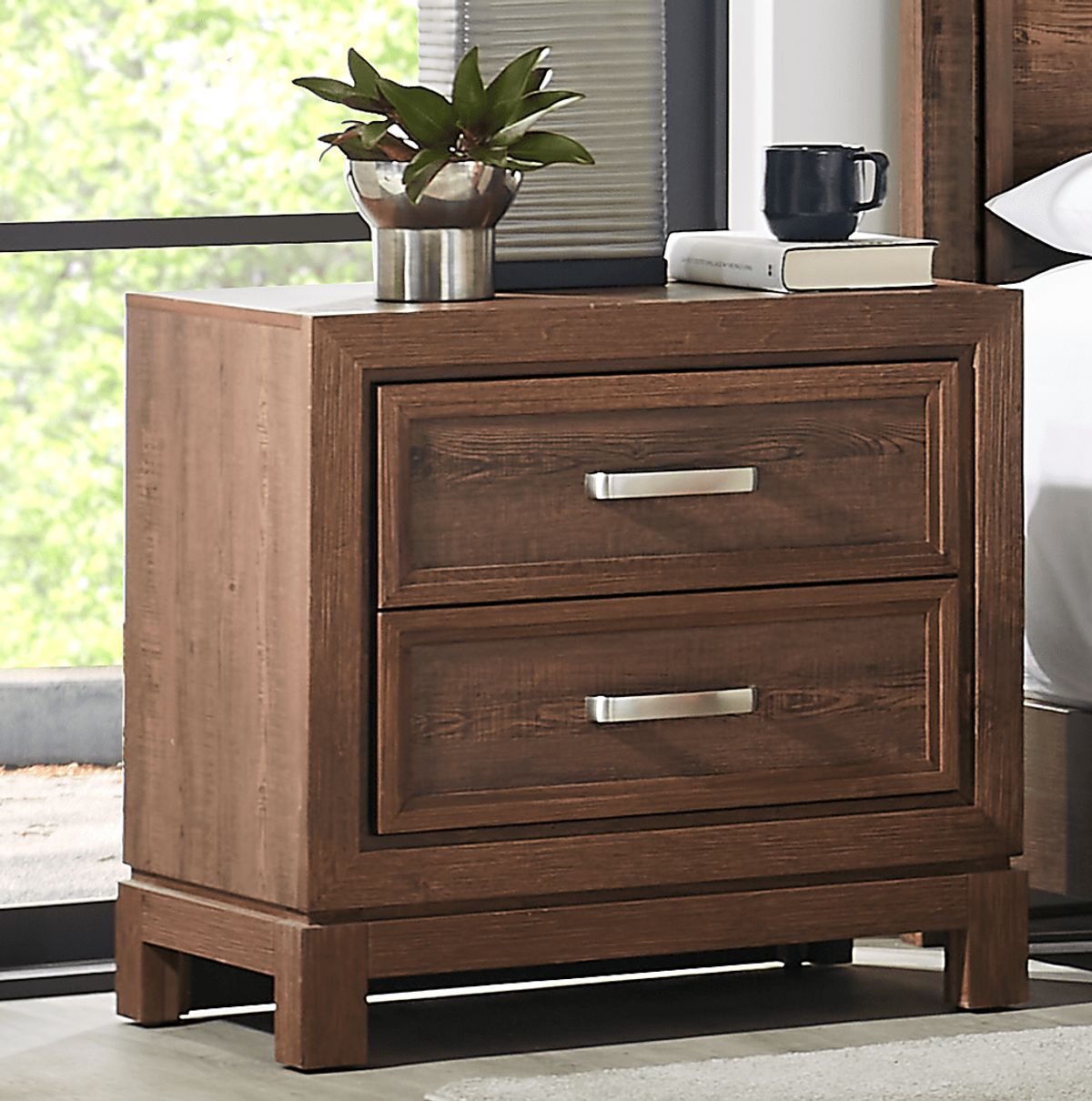 Hartney MILL 5 Pc Brown Dark Wood King Bedroom Set With 3 Pc King Bed ...