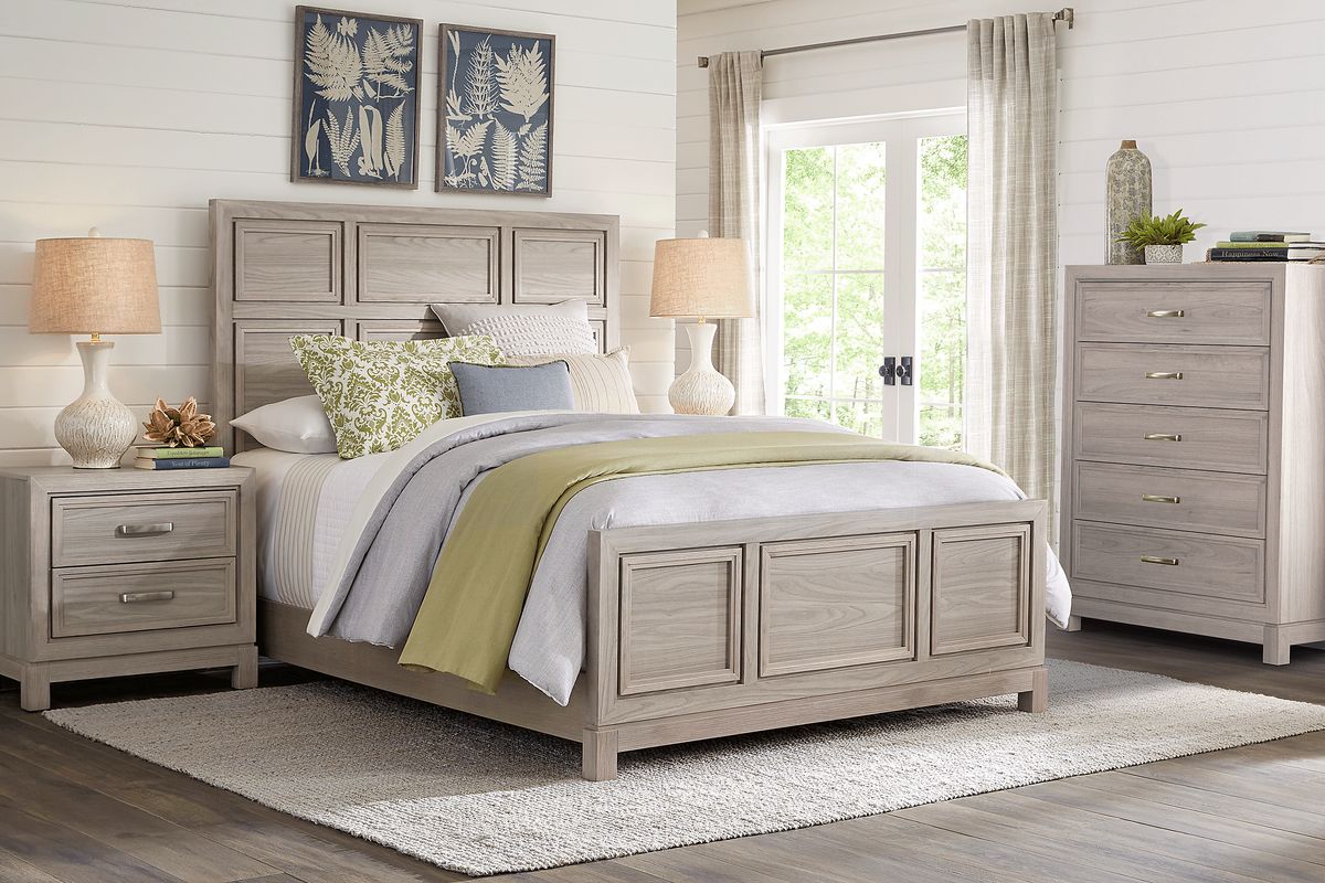 Hartney MILL 5 Pc Gray Queen Bedroom Set With 3 Pc Queen Bed, Chest ...