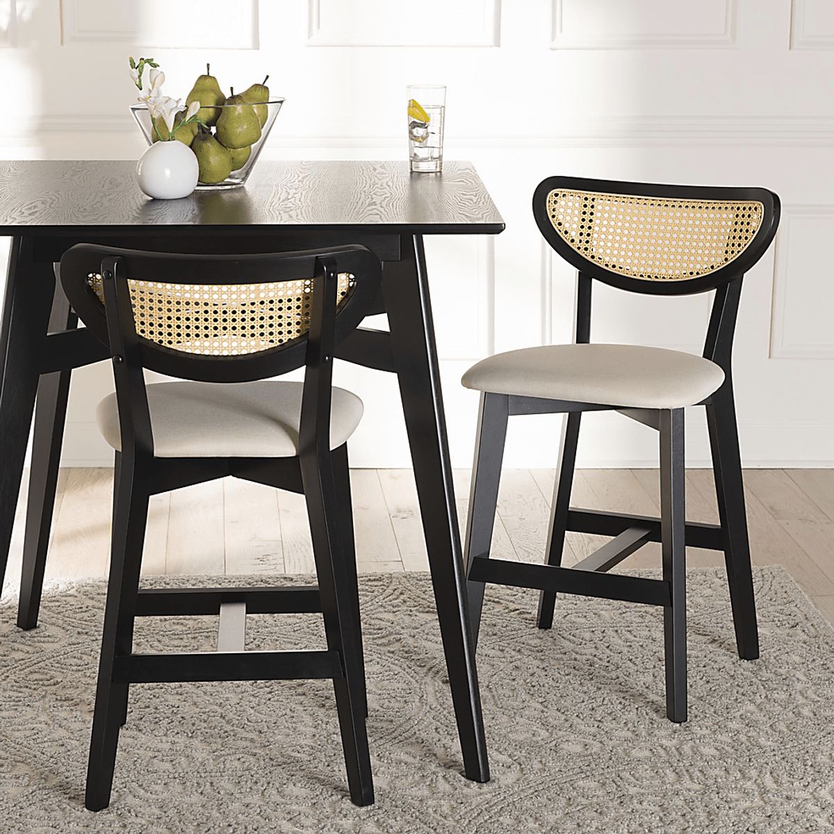 Hartzler Black Polyester Fabric Counter Stool, Set Of 2 | Rooms to Go