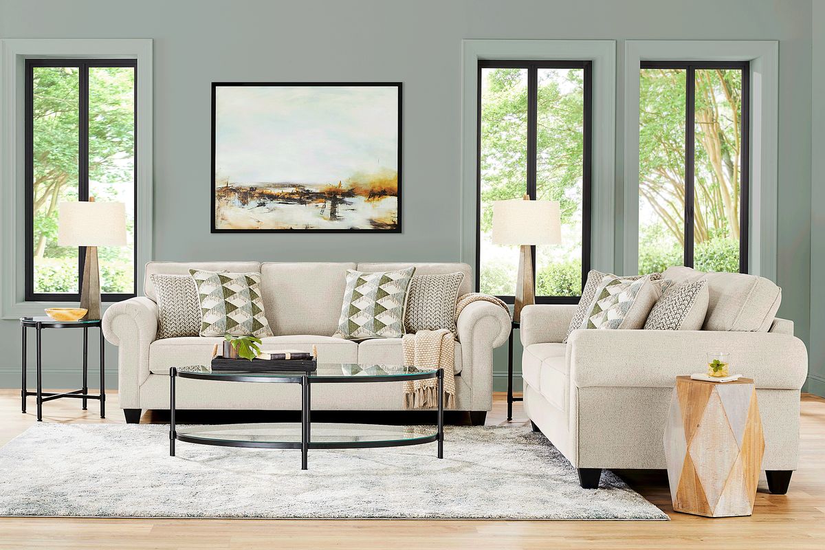 Hathaway 2 Pc Beige Woven Living Room Set With Sofa, Loveseat | Rooms to Go