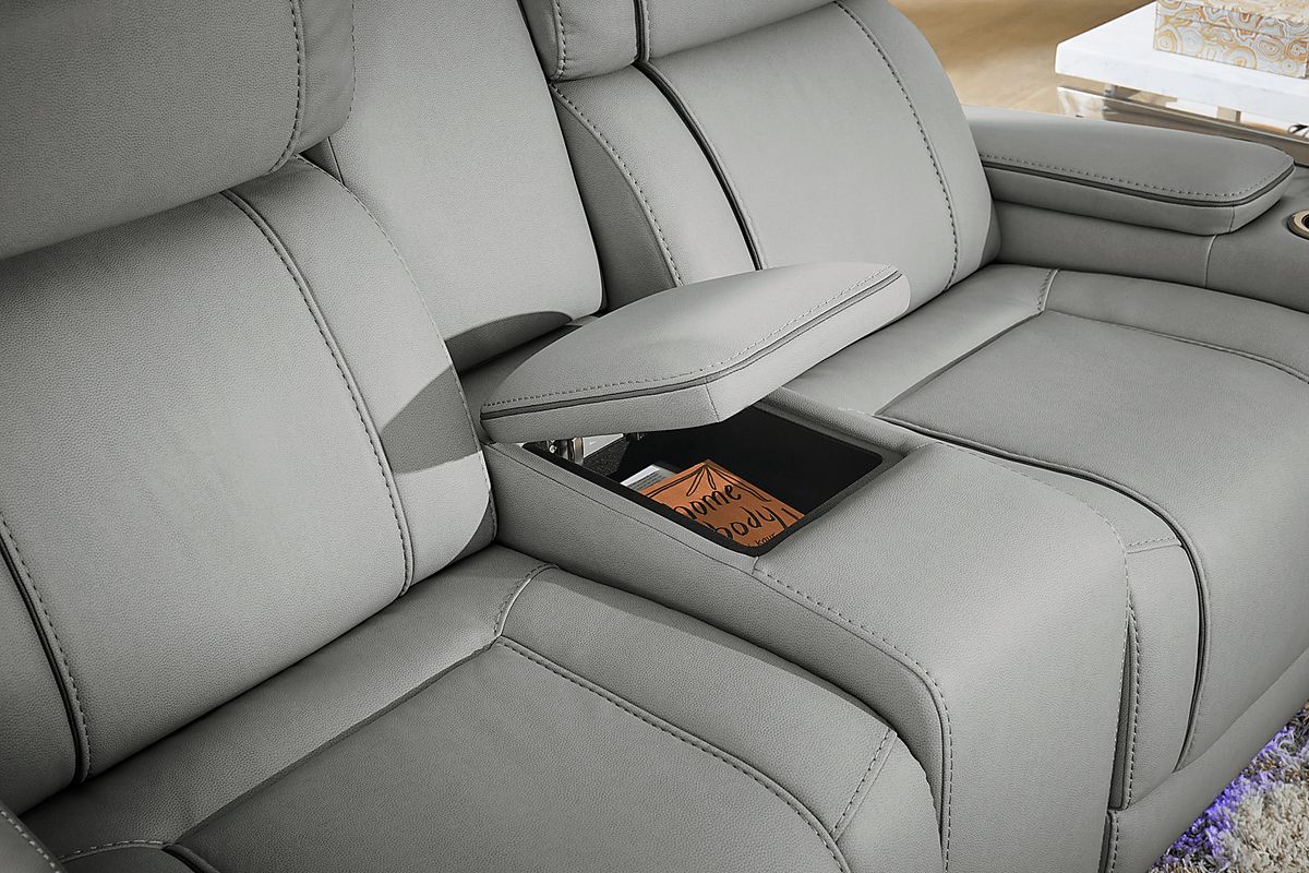 Haven Point 2 Pc Charcoal Black,Gray Microfiber Dual Power Reclining ...