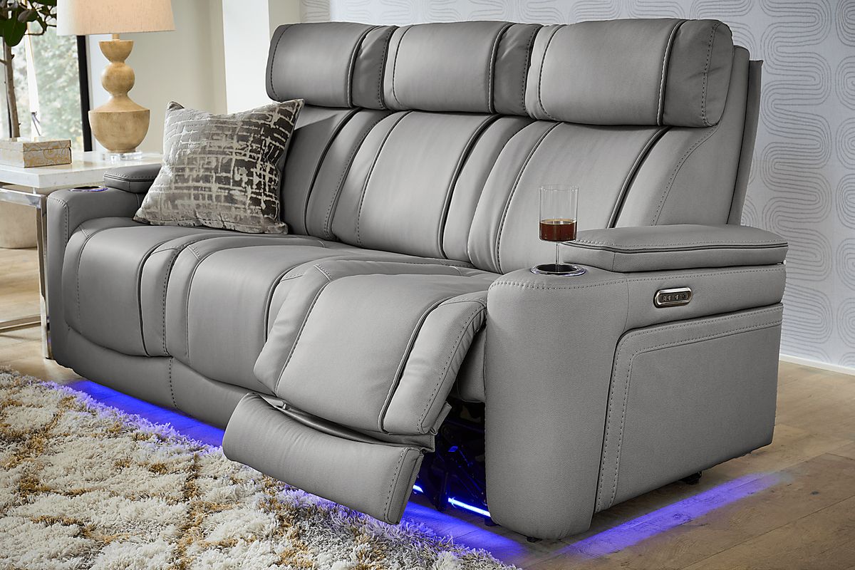 Haven Point 5 Pc Charcoal Black,Gray Microfiber Dual Power Reclining ...