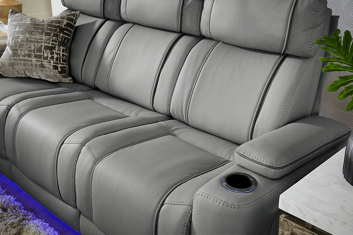 Haven Point 2 Pc Charcoal Black,Gray Microfiber Dual Power Reclining ...