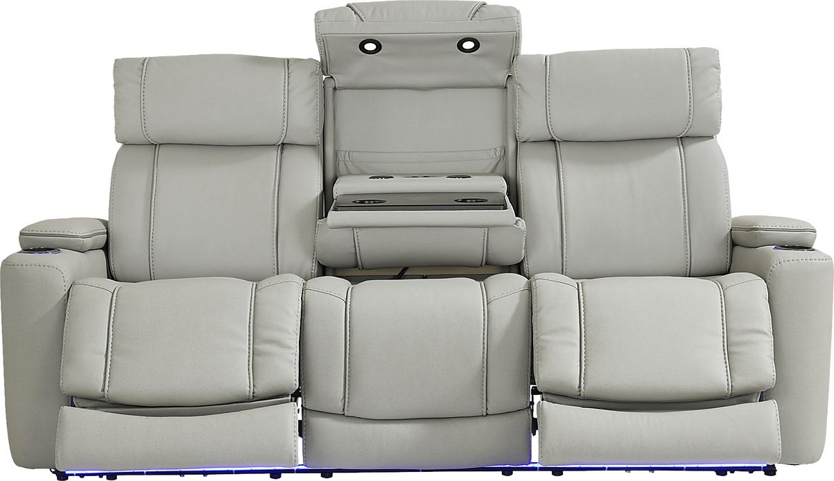 Haven Point 2 Pc Platinum Beige Microfiber Dual Power Reclining Living ...