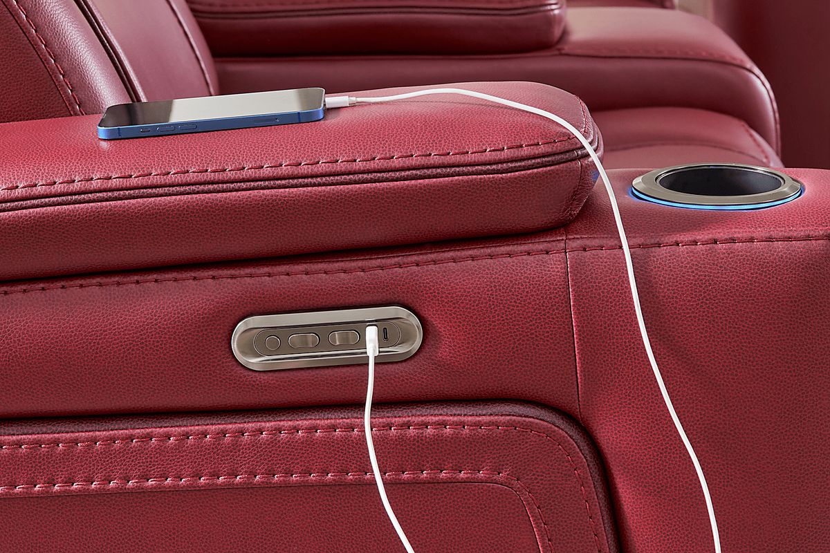 Haven Point Red Microfiber Dual Power Reclining Loveseat | Rooms to Go