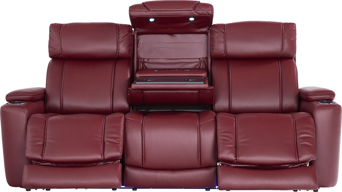 Haven Point 7 Pc Red Microfiber Dual Power Reclining Living Room Set ...