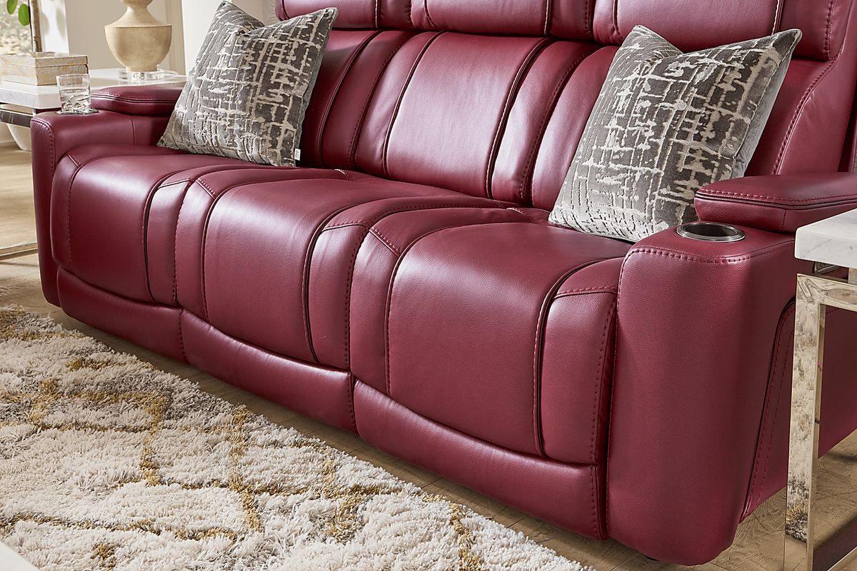 Haven Point 2 Pc Red Microfiber Dual Power Reclining Living Room Set ...