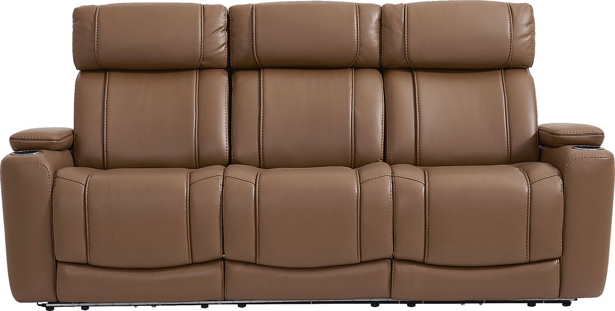 Haven Point 8 Pc Saddle Brown Microfiber Dual Power Reclining Living ...
