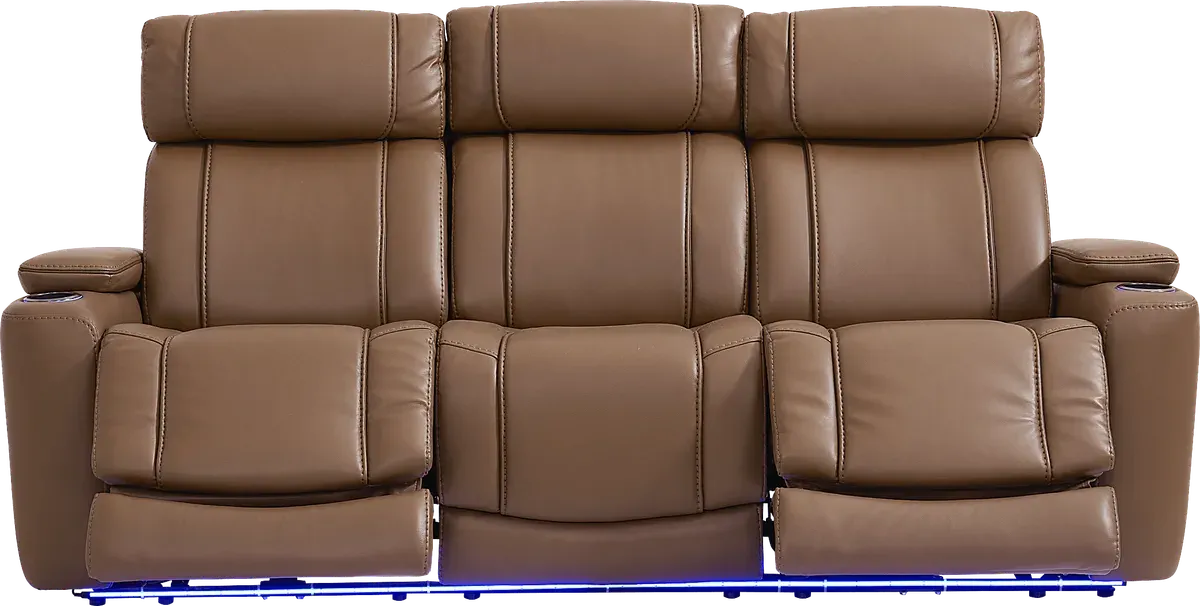 Haven Point 7 Pc Saddle Brown Microfiber Dual Power Reclining Living ...