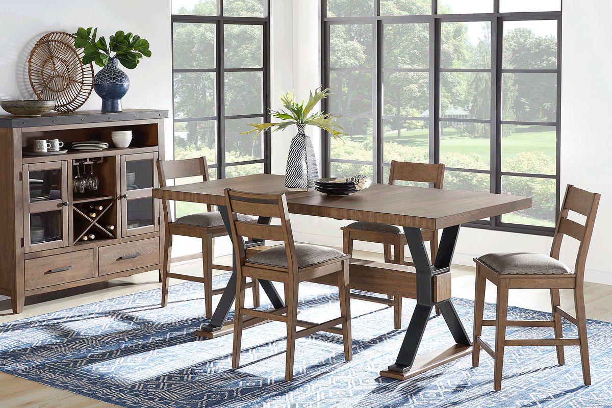 Hazelnut Woods 5 Pc Brown Dark Wood Dining Room Set With Counter Height ...