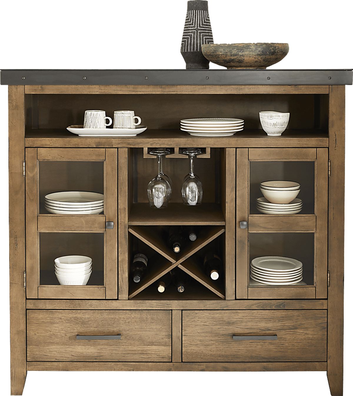 Hazelnut Woods Brown Dark Wood Server | Rooms to Go