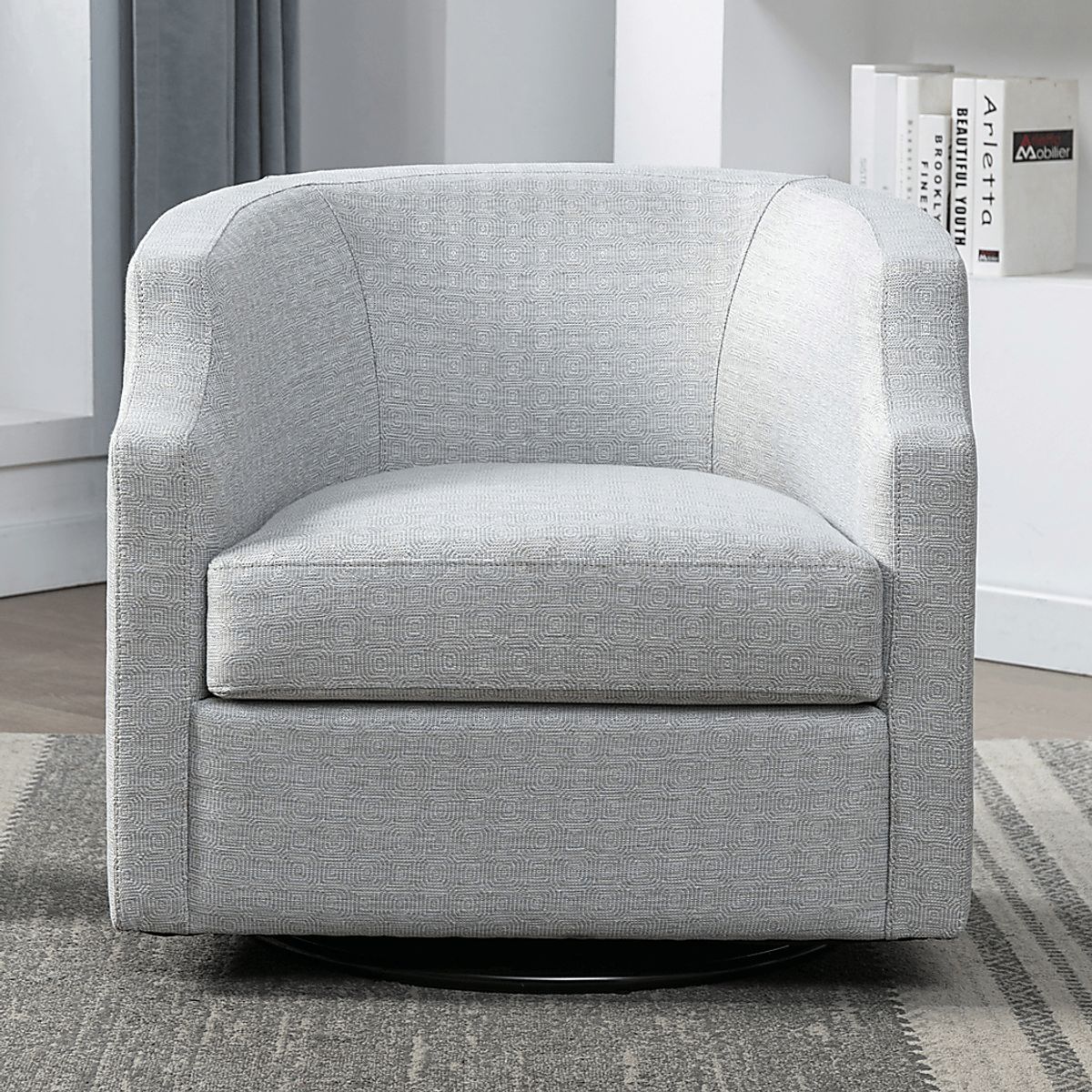 Hekau Blue Polyester Fabric Swivel Accent Chair | Rooms to Go