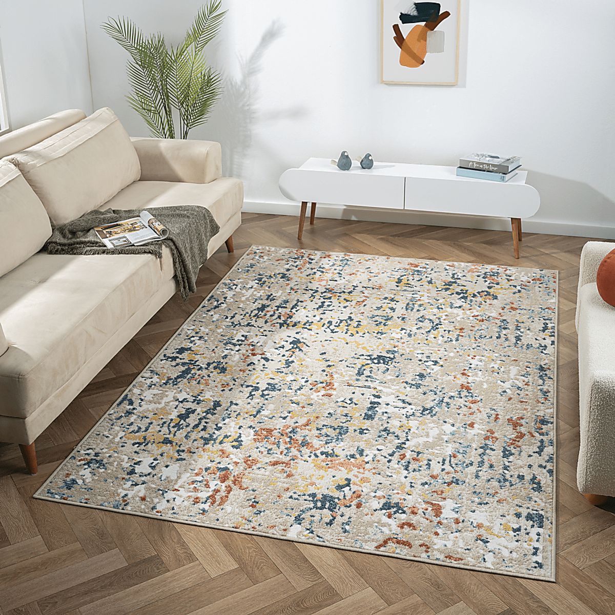 Hemar Blue,Green,White,Yellow Rugs | Rooms to Go