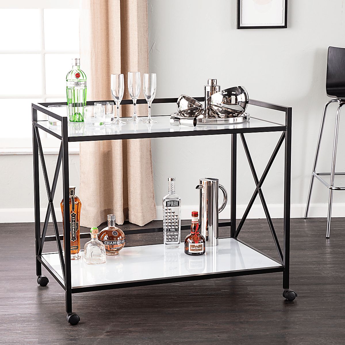 Hemphill Black Bar Cart | Rooms to Go
