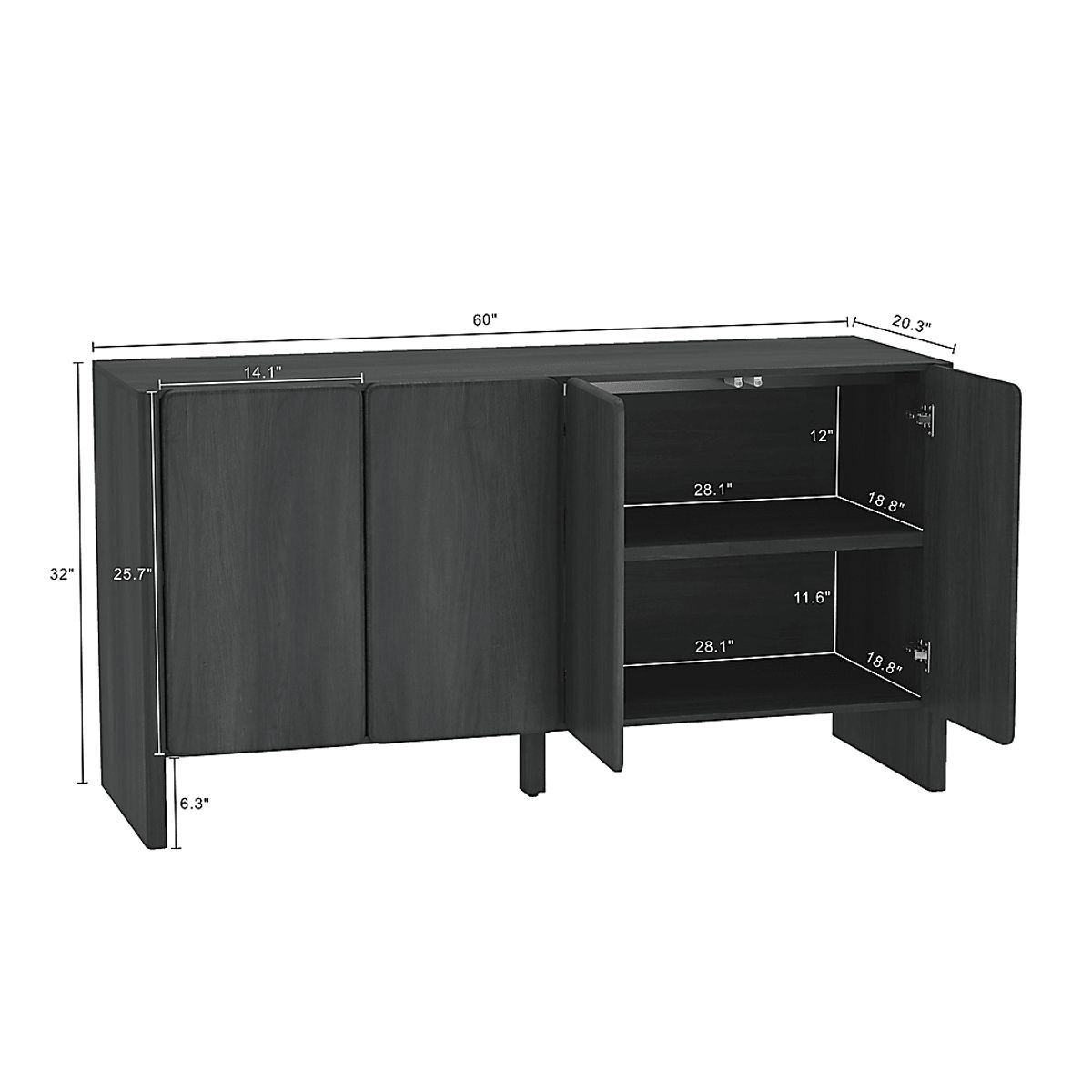 Herosunny Dark Gray Sideboard | Rooms to Go