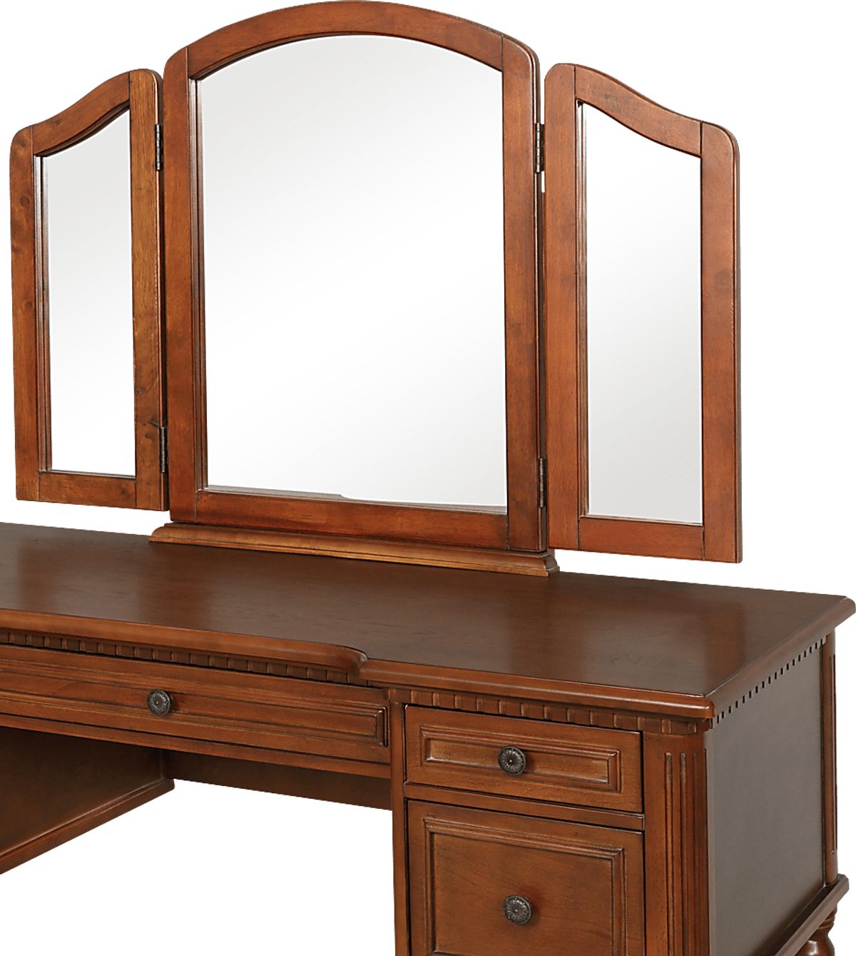 Hervel Cherry Dark Wood Vanity | Rooms to Go