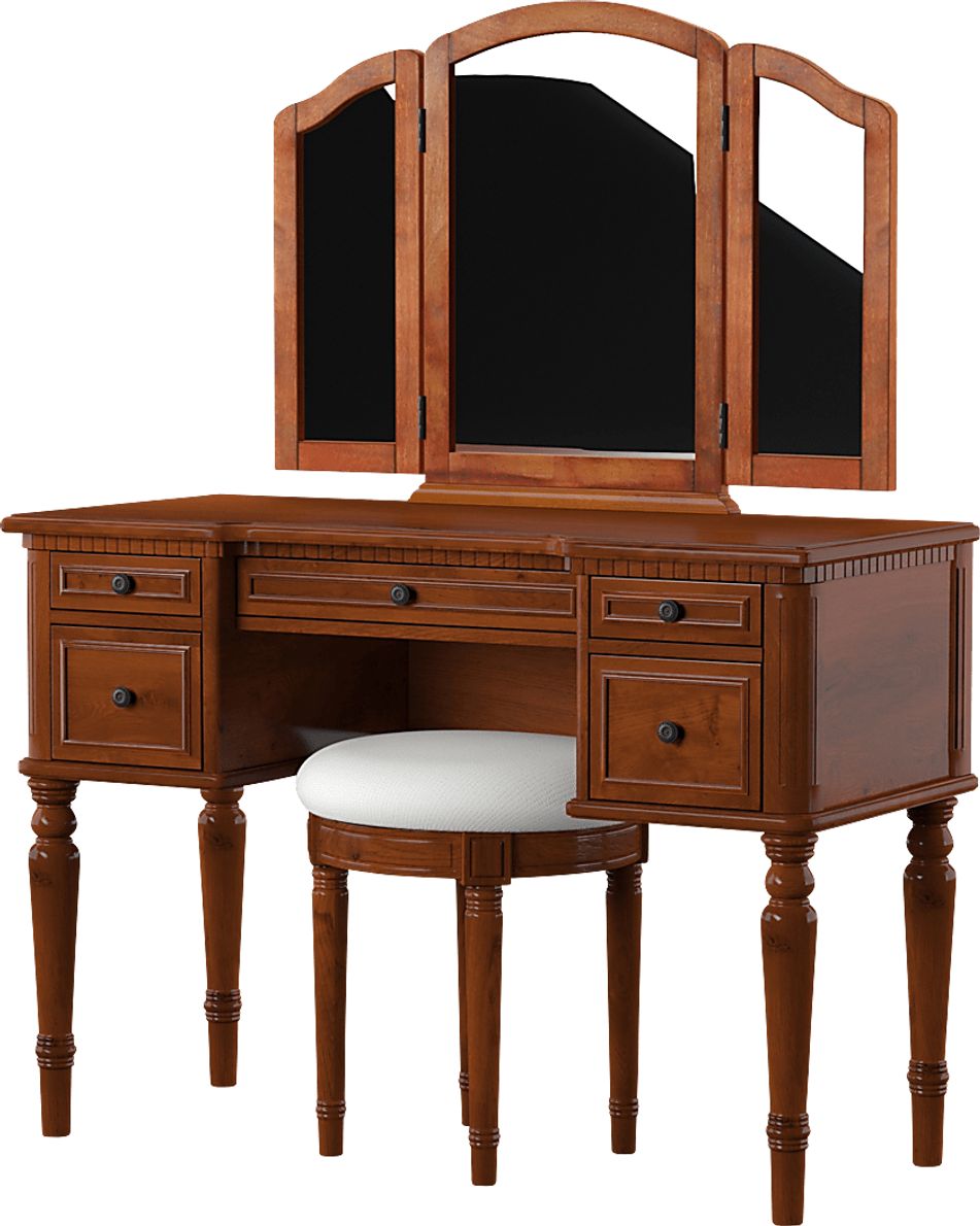 Hervel Cherry Vanity Set - Rooms To Go
