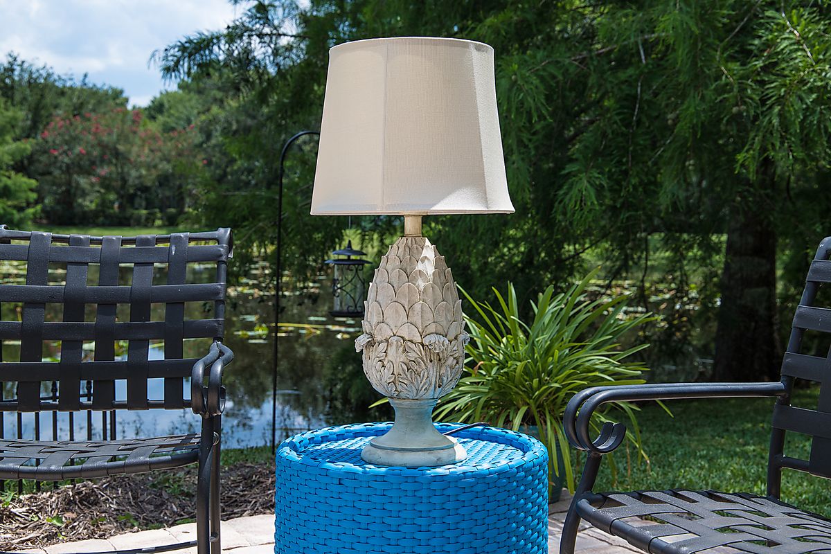 Hibriten White Outdoor Table Lamp | Rooms to Go