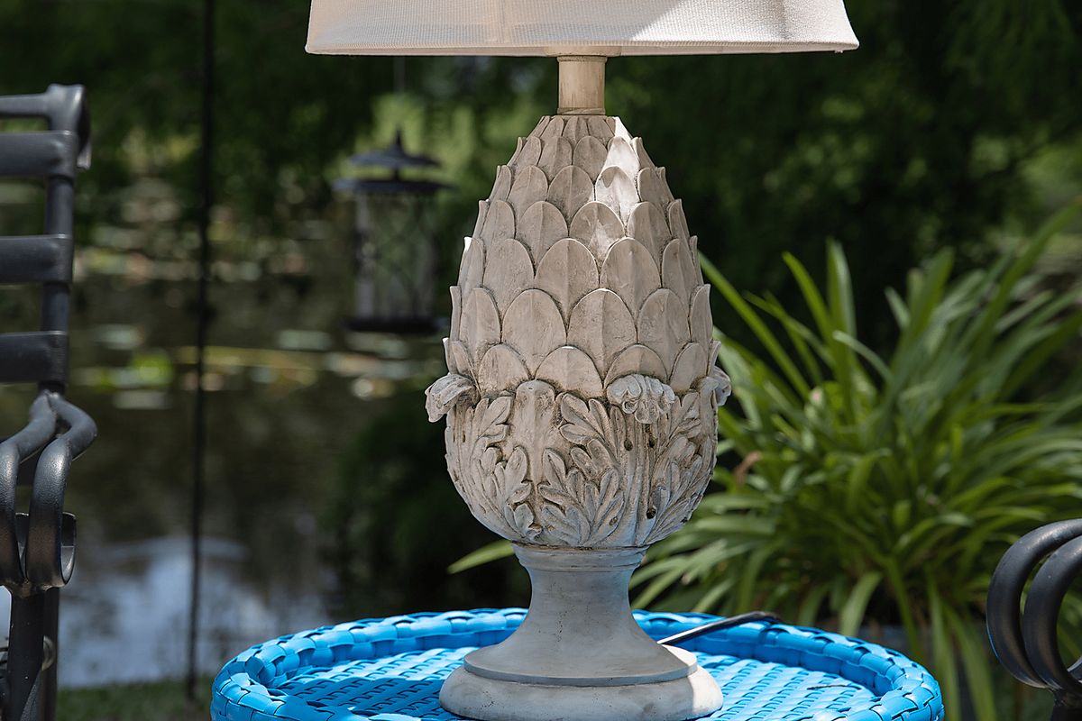 Hibriten White Outdoor Table Lamp | Rooms to Go