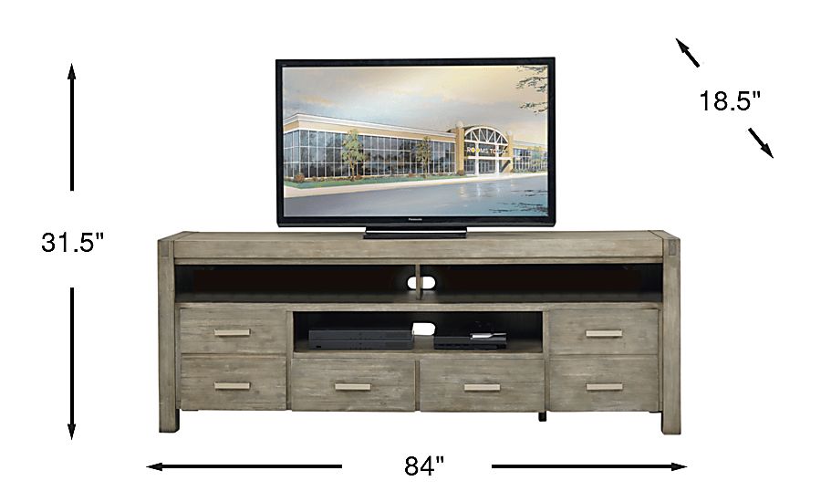 Hidden Springs II Gray 84 in. Flat Screen Console - Rooms To Go